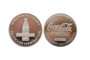 Custom Branded Coins. Coca Cola Coins in Polished Plate Finish | Coin USA